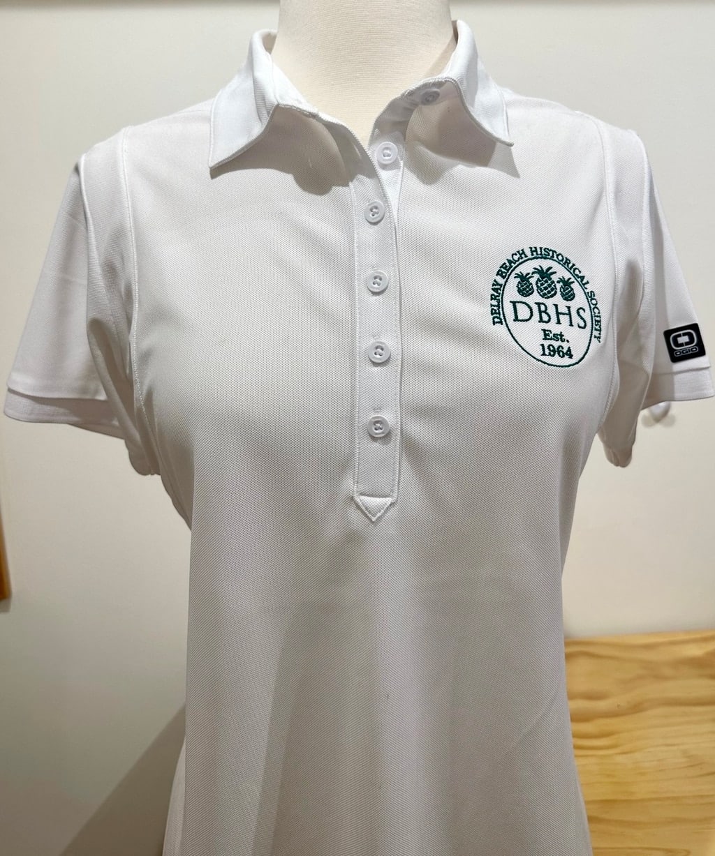 Women’s DBHS White Polo Shirt - Delray Beach Historical Society